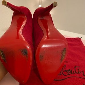 Christian Louboutin | Shoes | Christian Louboutin Red Suede Pumps ...